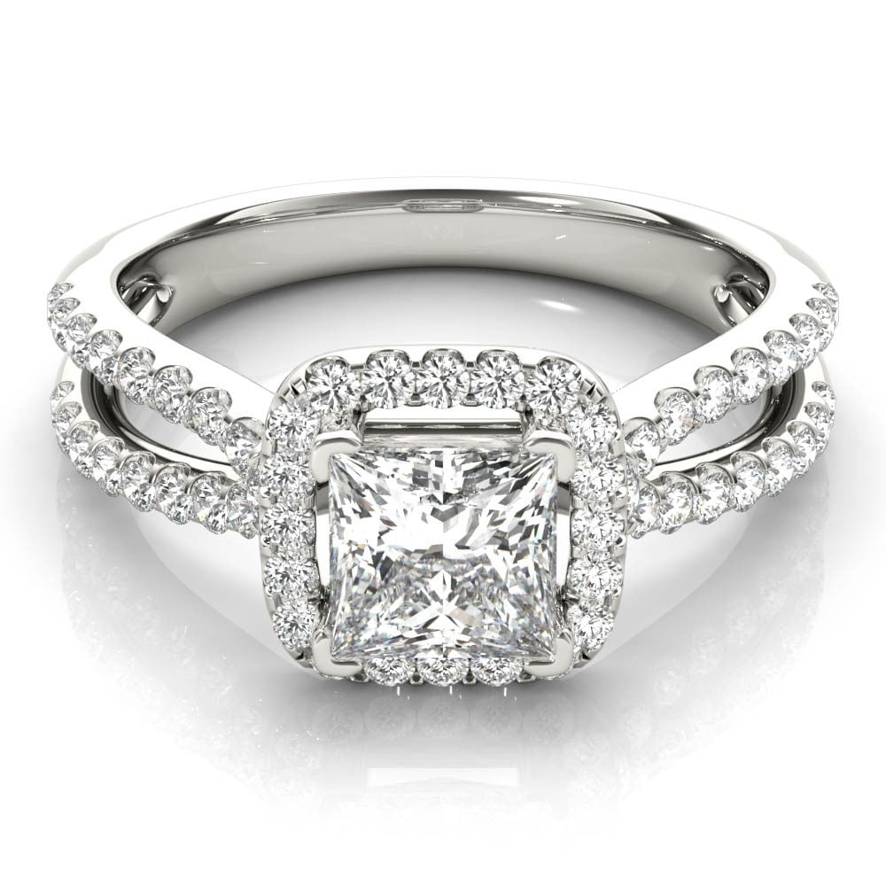 Ariana Jewel 1.8 Ct Princess Cut Diamond Engagement Ring - Halo Setting ...