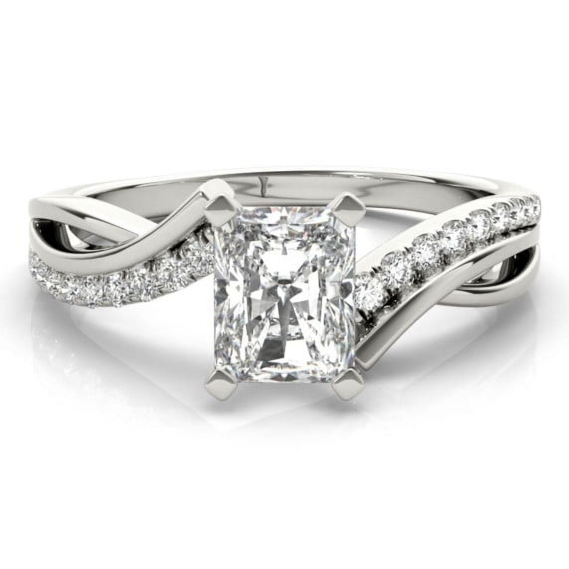 Ariana Jewel 1.8 Ct Radiant Cut Solitaire with Accent Diamond Ring - Elegant Bypass Swirl Design ...