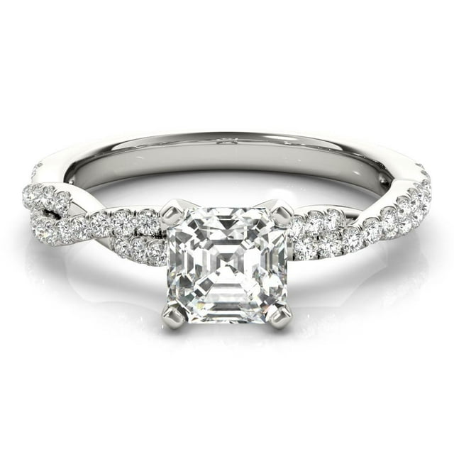 Ariana Jewel 1.9 Ct Asscher Cut Solitaire with Accent Diamonds ...