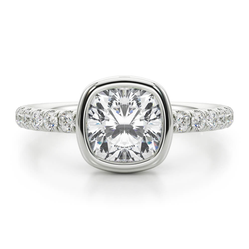 Ariana Jewel 1.9 Ct Cushion Bezel Diamond Engagement Ring for Women's ...