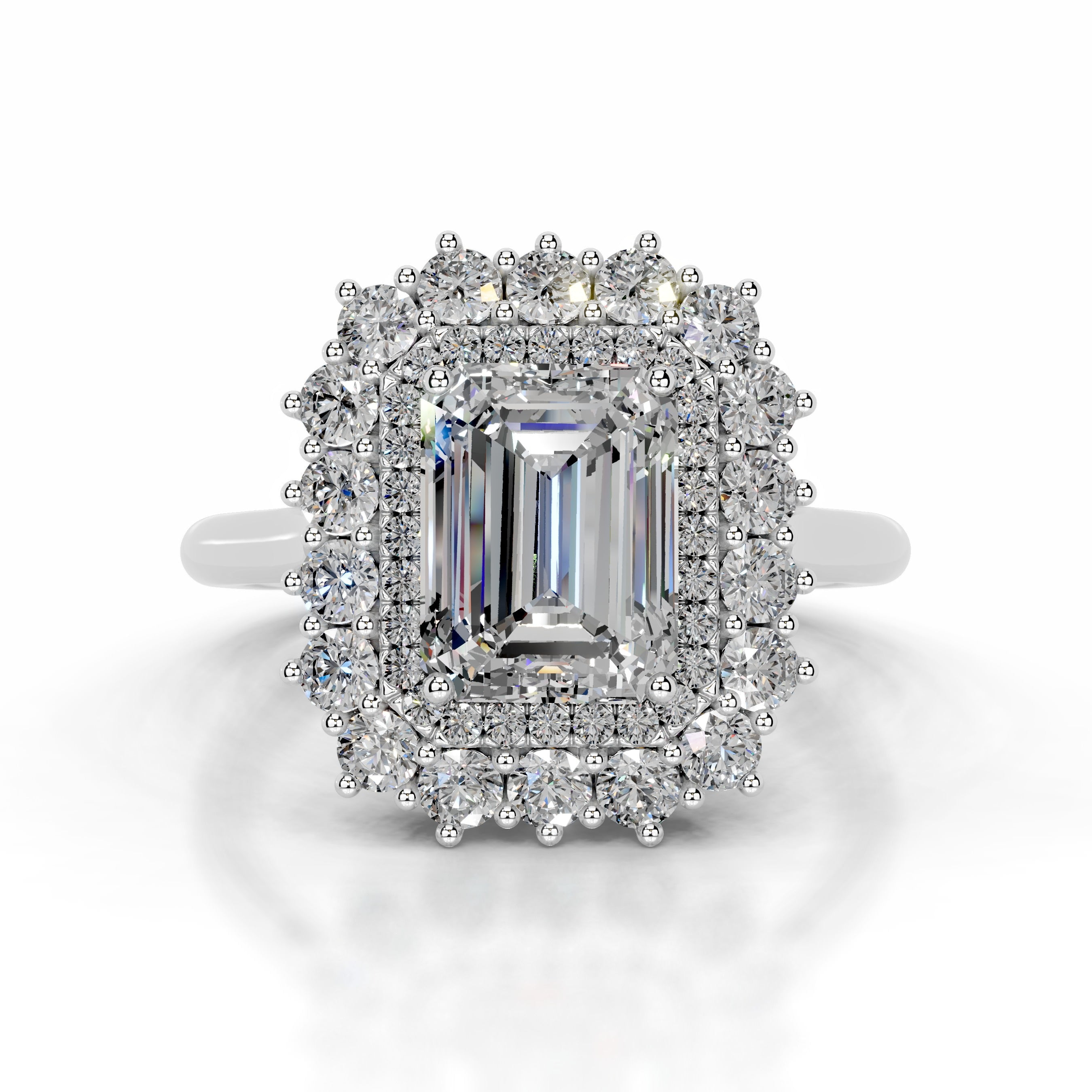 Ariana Jewel 1.9 Ct Emerald Cut Diamond Double Halo Wedding Ring - Lab Simulated Diamond in 14K ...