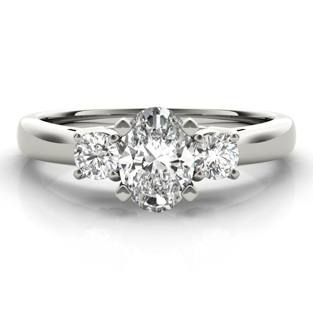 Ariana Jewel 1.9 Ct Oval Cut Bettina Engagement Ring - Three Diamond Trilogy Ring with Prong ...