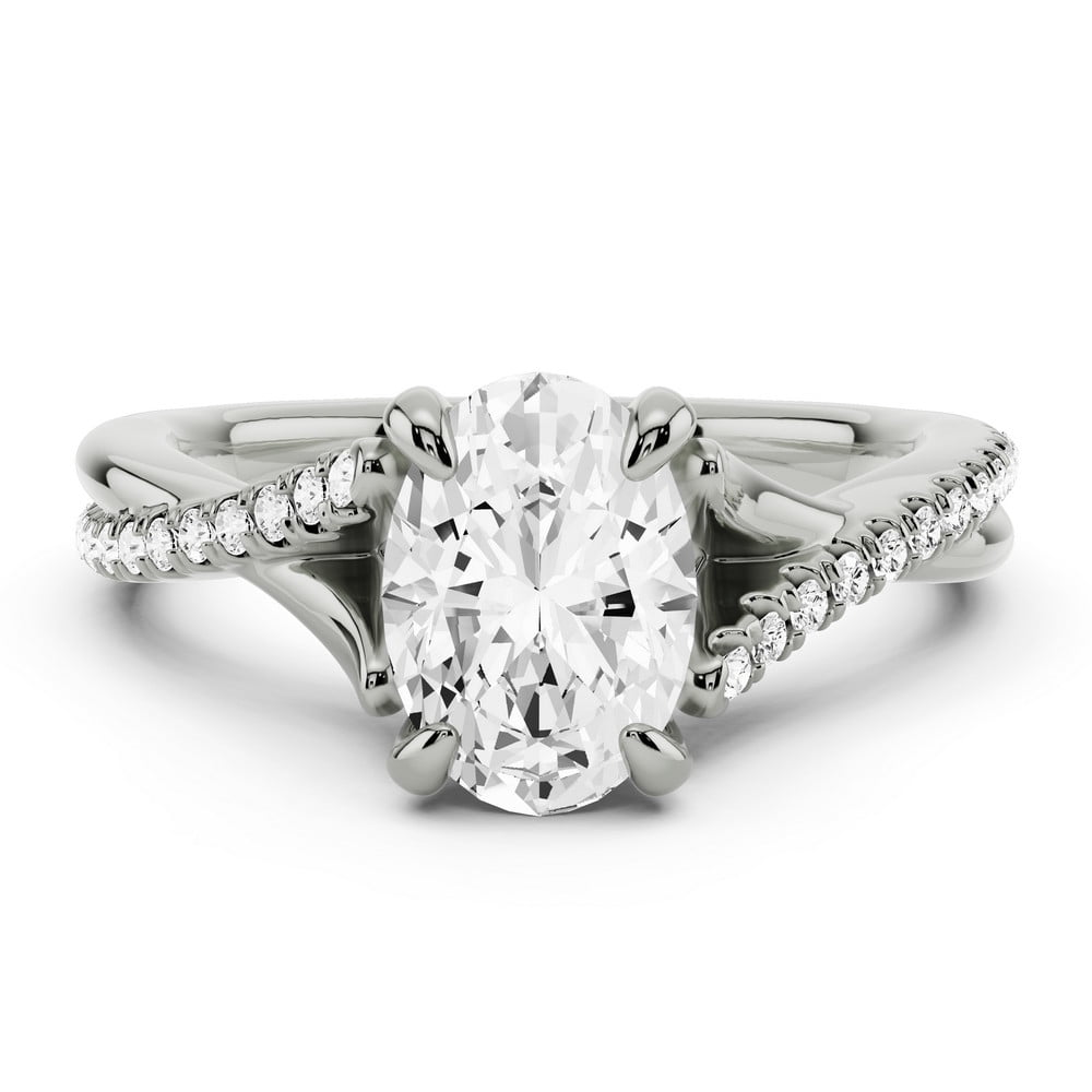 Ariana Jewel 1.9 Ct Oval Cut Eternity Bypass Engagement Rings for Her ...