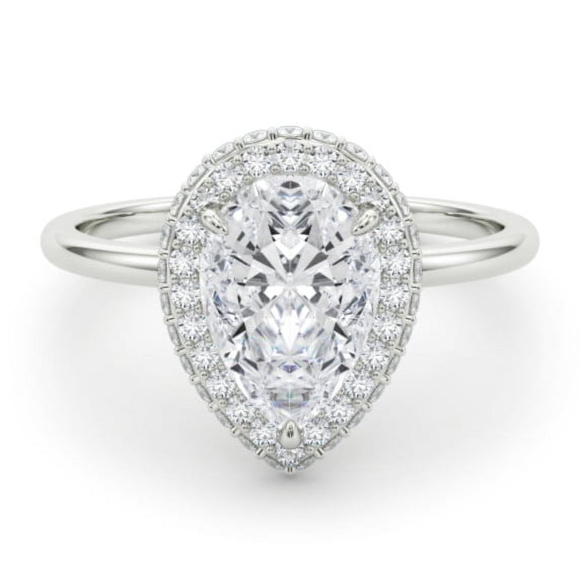 Ariana Jewel 1.9 Ct Pear Cut Hidden Halo Diamond Ring for Her - 14K White Gold Plated Lab ...