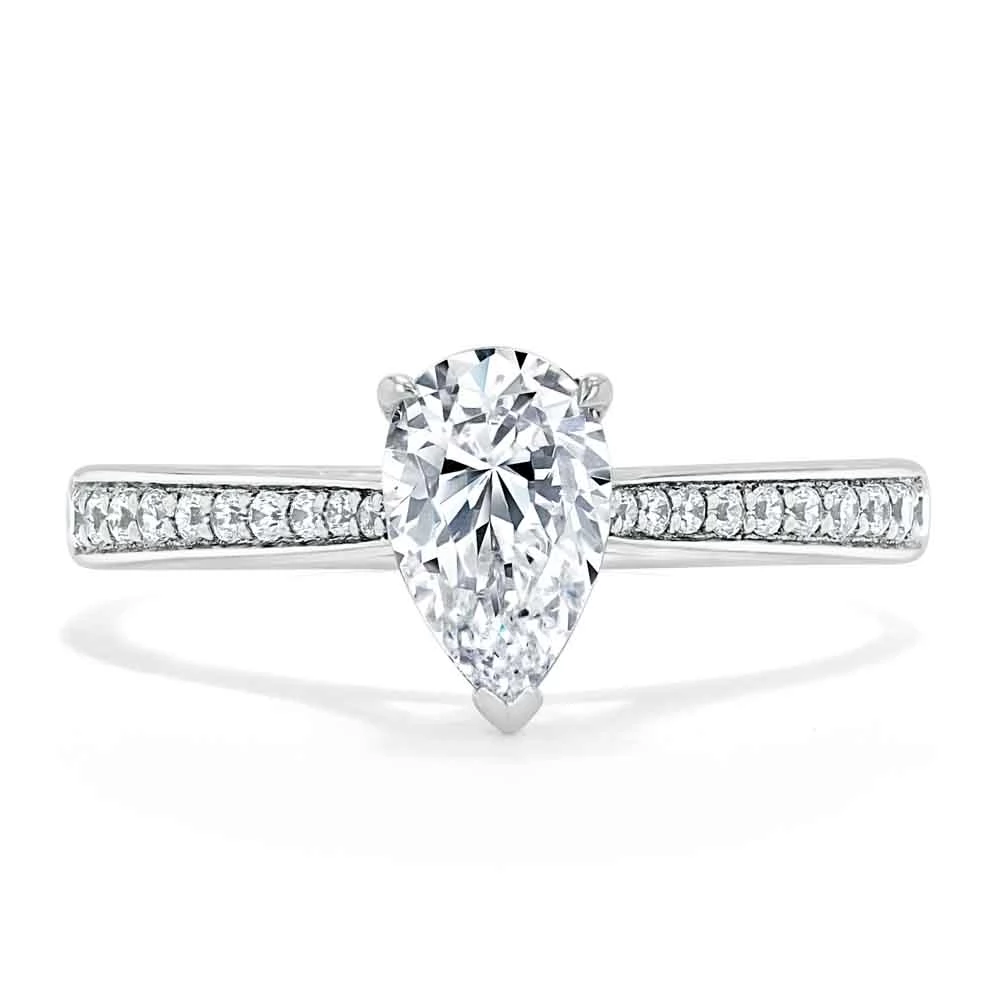 Ariana Jewel 1.9 Ct Pear Diamond Ring for Her - 14k White Gold Plated ...