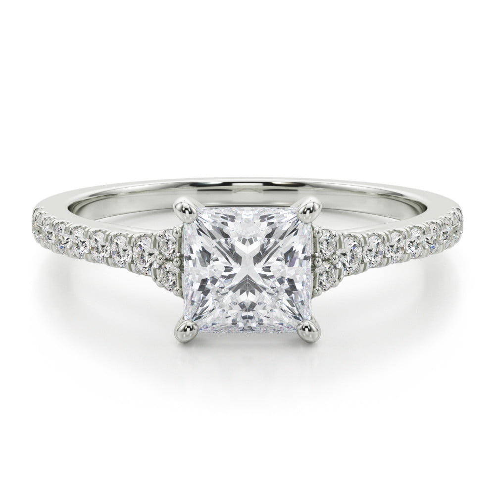 Ariana Jewel 1.9 Ct Princess Cut Diamond Rings - Solitaire with Accent ...