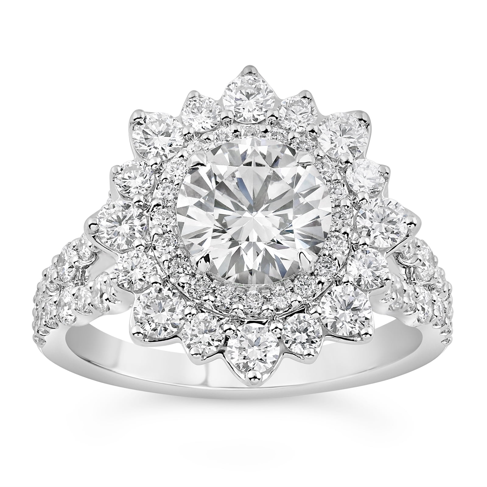 Ariana Jewel 1.9 Ct Round White Diamond Wedding Ring – 14K White Gold ...