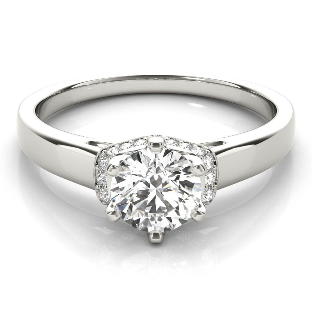 Ariana Jewel 1.93 Ct Brilliant Round Chevron Halo Engagement Ring - 14K ...
