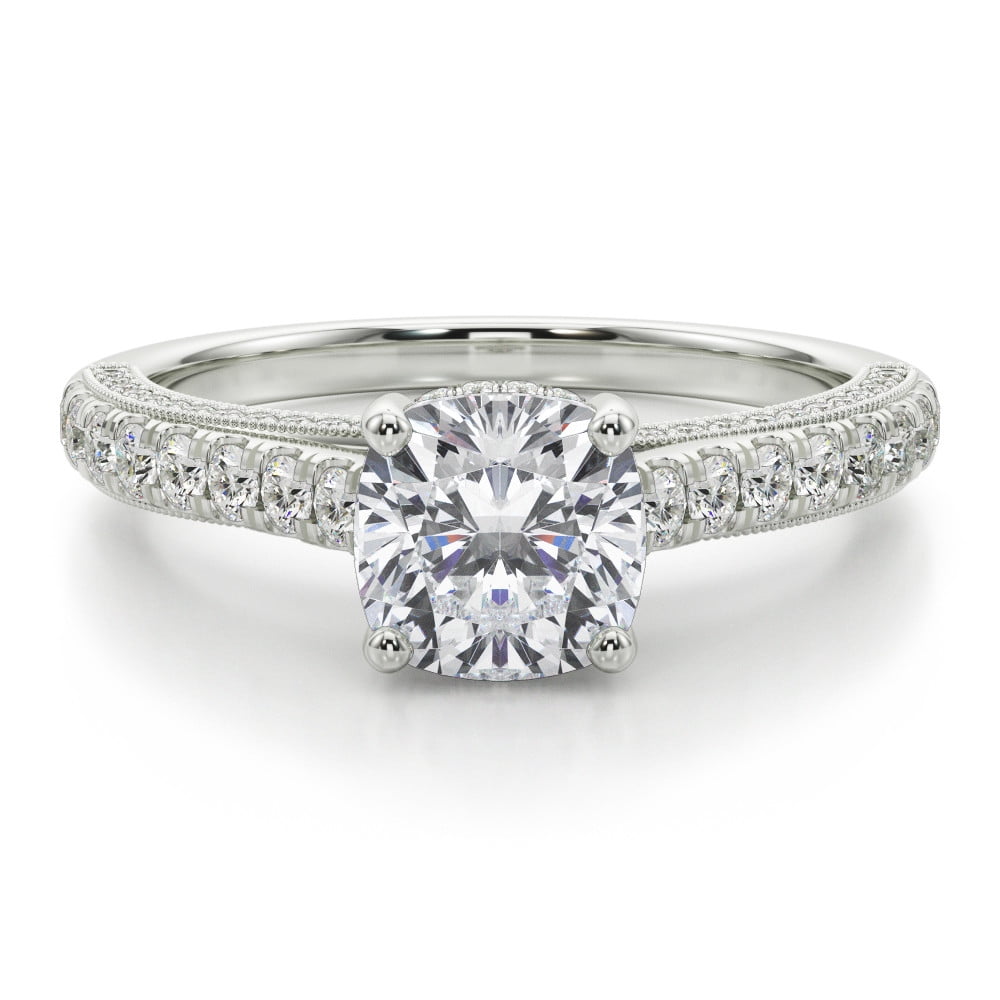 Ariana Jewel 14K White Gold Plated 2 Ct Cushion Cut Solitaire ...