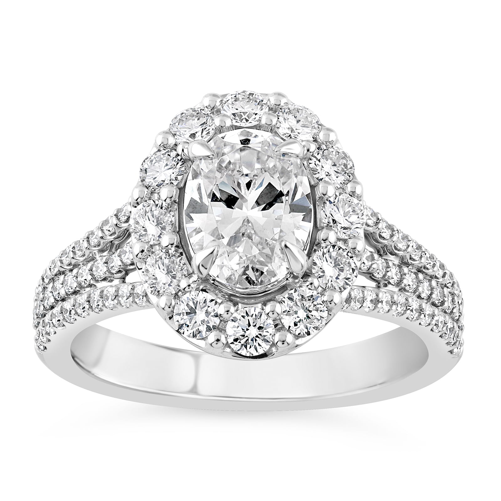 Ariana Jewel 14K White Gold Plated Diamond Wedding Ring – 1.7 Ct Oval ...