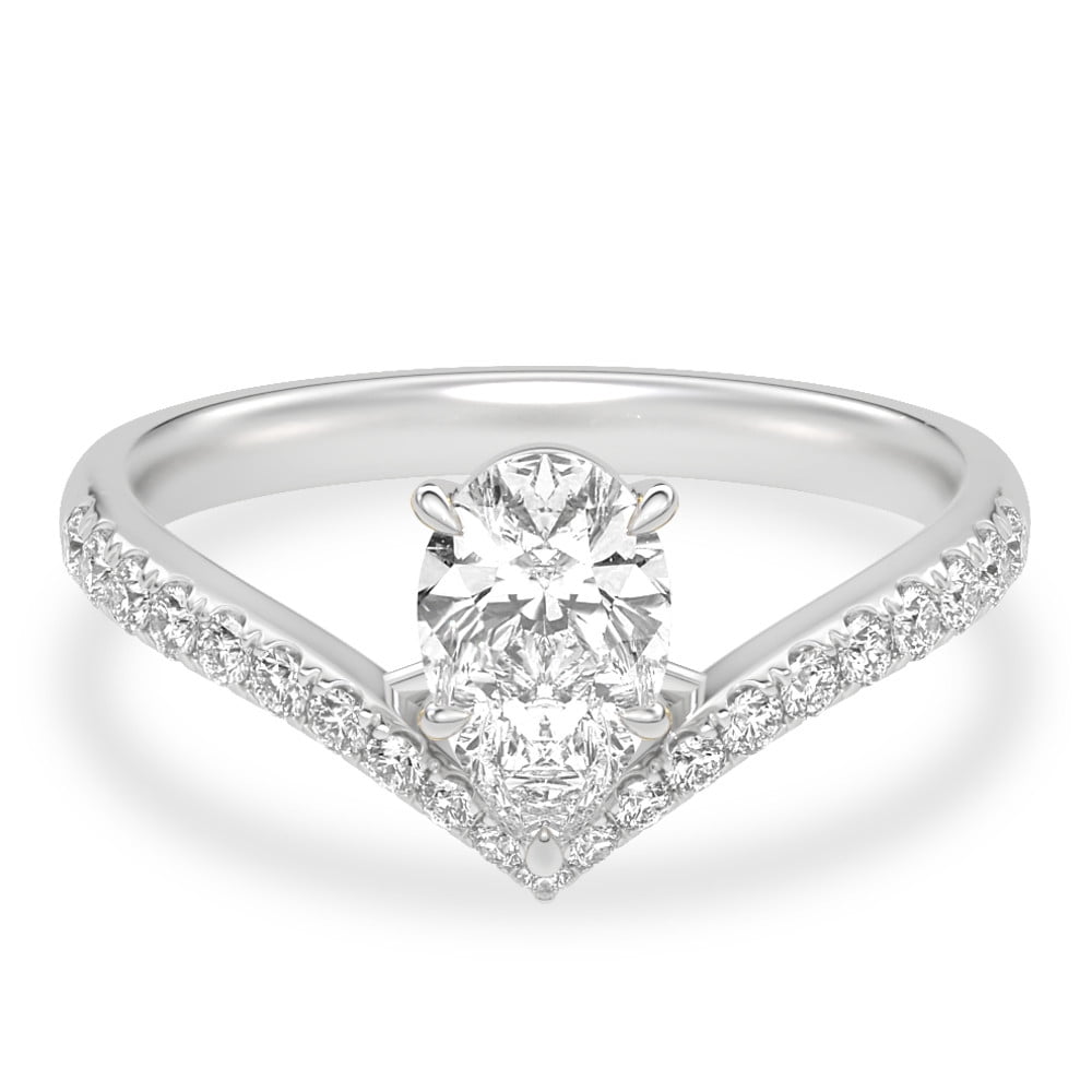 Ariana Jewel 14K White Gold Plated Pear Cut Engagement Ring with ...