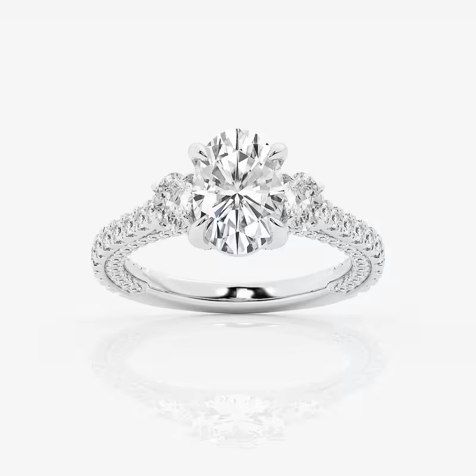 Ariana Jewel 14K White Gold Plated Rings - 1.9 Ct Oval Cut Diamond ...
