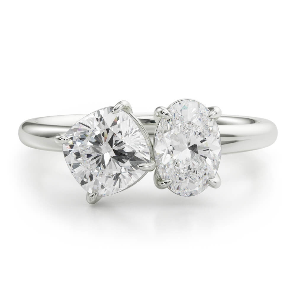 Ariana Jewel 2.03 Ct Cushion Cut Engagement Ring - 2 Stone Toi Et Moi Style Wedding Ring for ...