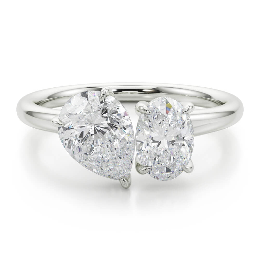 Ariana Jewel 2.03 Ct Pear Cut Two Stone Lab-Created Simulated Diamond ...