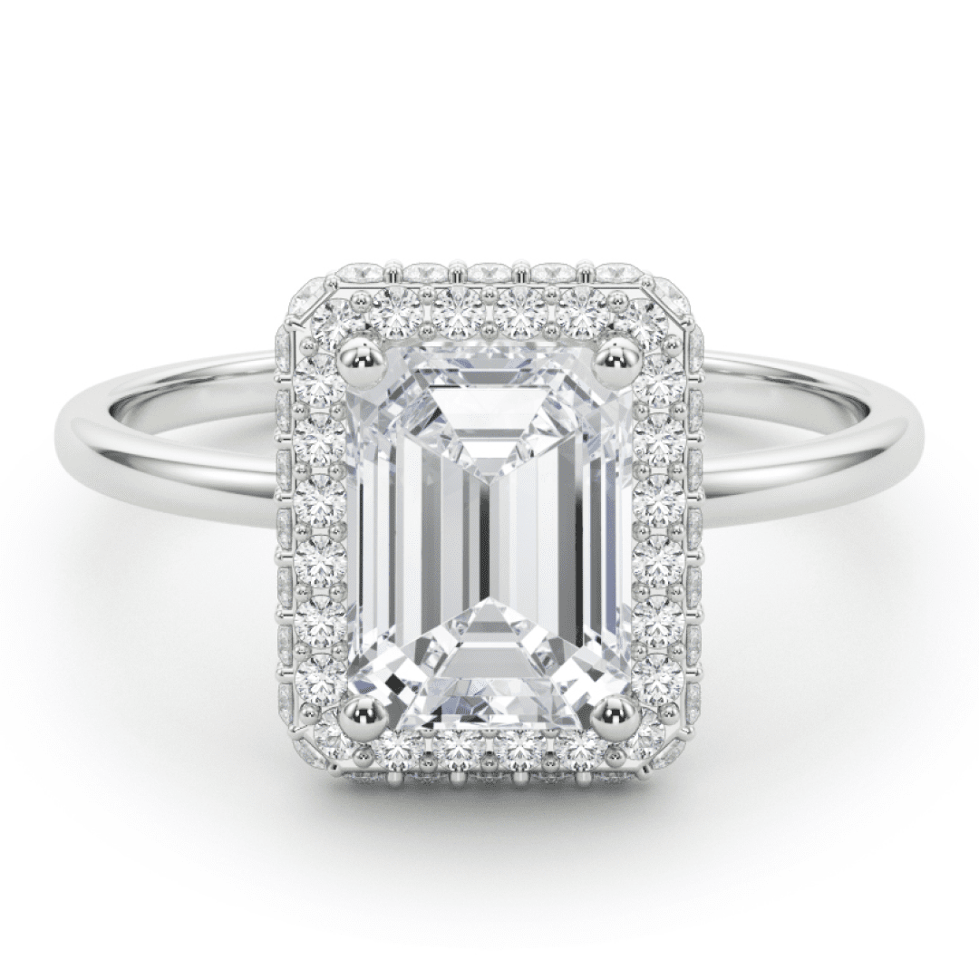 Ariana Jewel 2.1 Ct Emerald Cut Hidden Halo Diamond Ring for Her - 14K ...