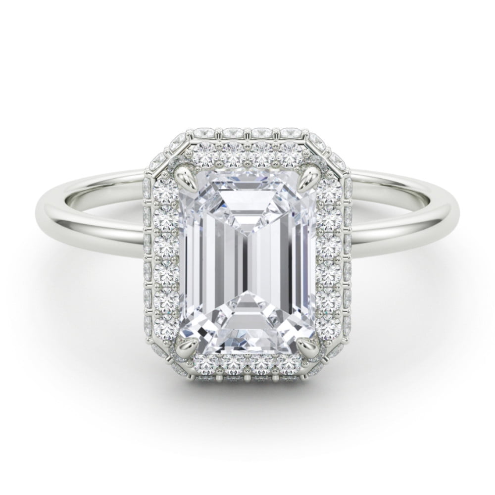 Ariana Jewel 2.1 Ct Emerald Cut Hidden Halo Engagement Ring - Solitaire ...