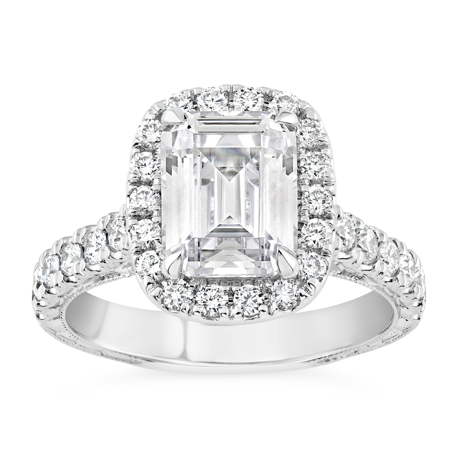 Ariana Jewel 2.1 Ct Emerald Cut VVS1/D Lab Created Diamond Ring – 14K ...