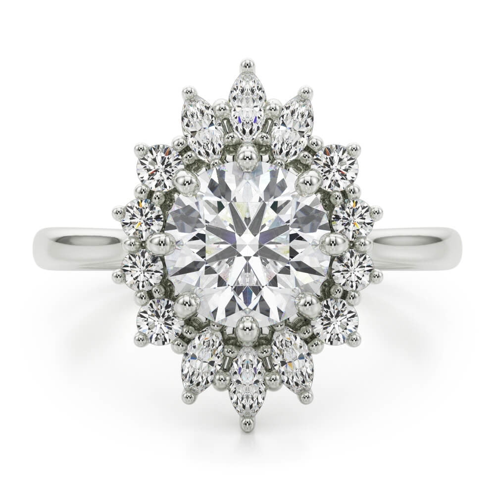 Ariana Jewel 2.1 Ct Excellent Round Cut Sunburst Diamond Engagement ...