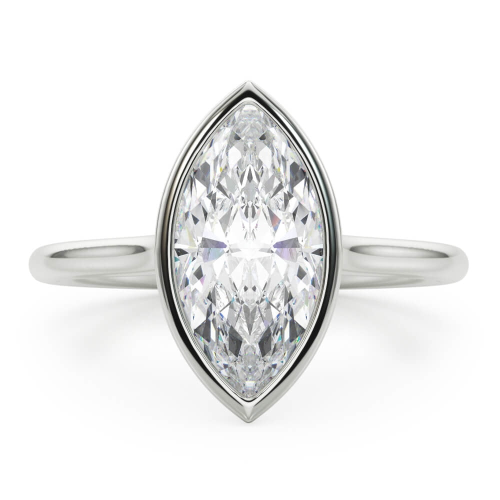 Ariana Jewel 2.13 Ct Marquise Cut Bezel Setting Engagement Ring for Women's - Lab-Created ...