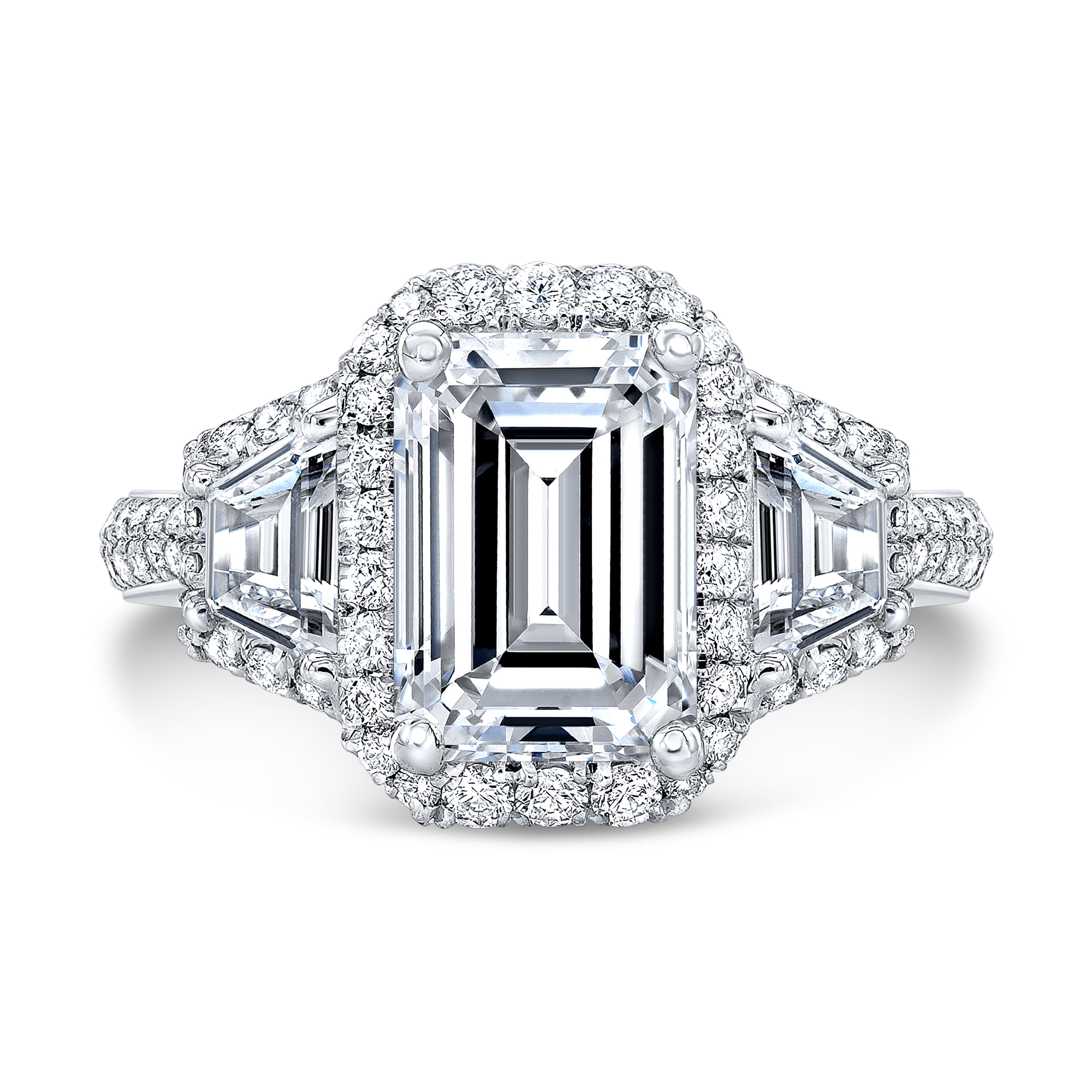 Ariana Jewel 2.2 Ct Emerald Cut Diamond Rings for Her - 14K White Gold ...