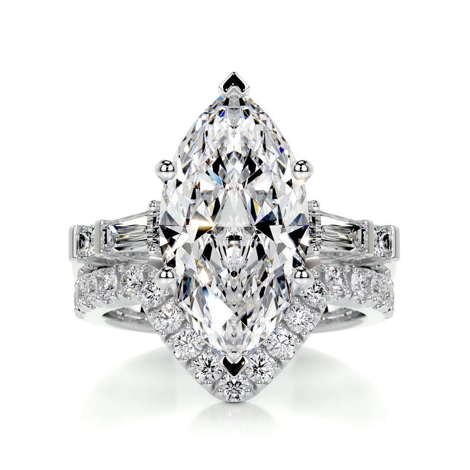 Ariana Jewel 2.2 Ct Marquise Cut Mid Century Diamond Engagement Ring - Lab-Created Simulated ...