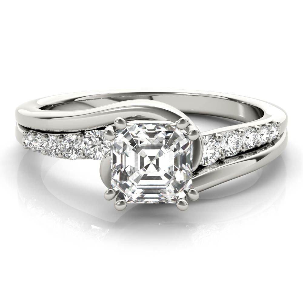 Ariana Jewel 2 Ct Asscher Cut Bypass Eternity Diamond Ring - Lab-Created Simulated Diamond - 14K ...