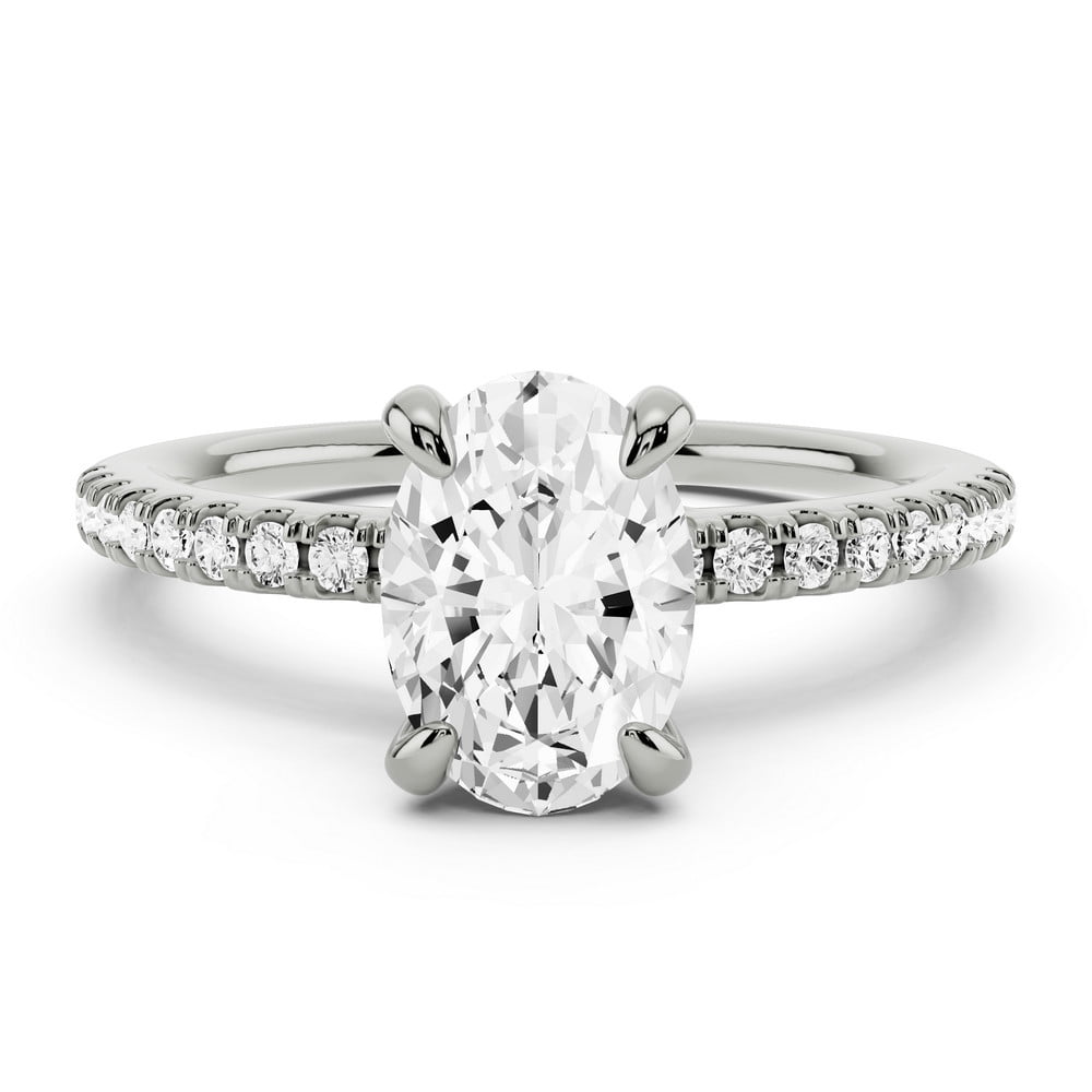 Ariana Jewel 2 Ct Beautiful Oval Cut Solitaire Rings with Accent Diamonds - Lab-Created ...