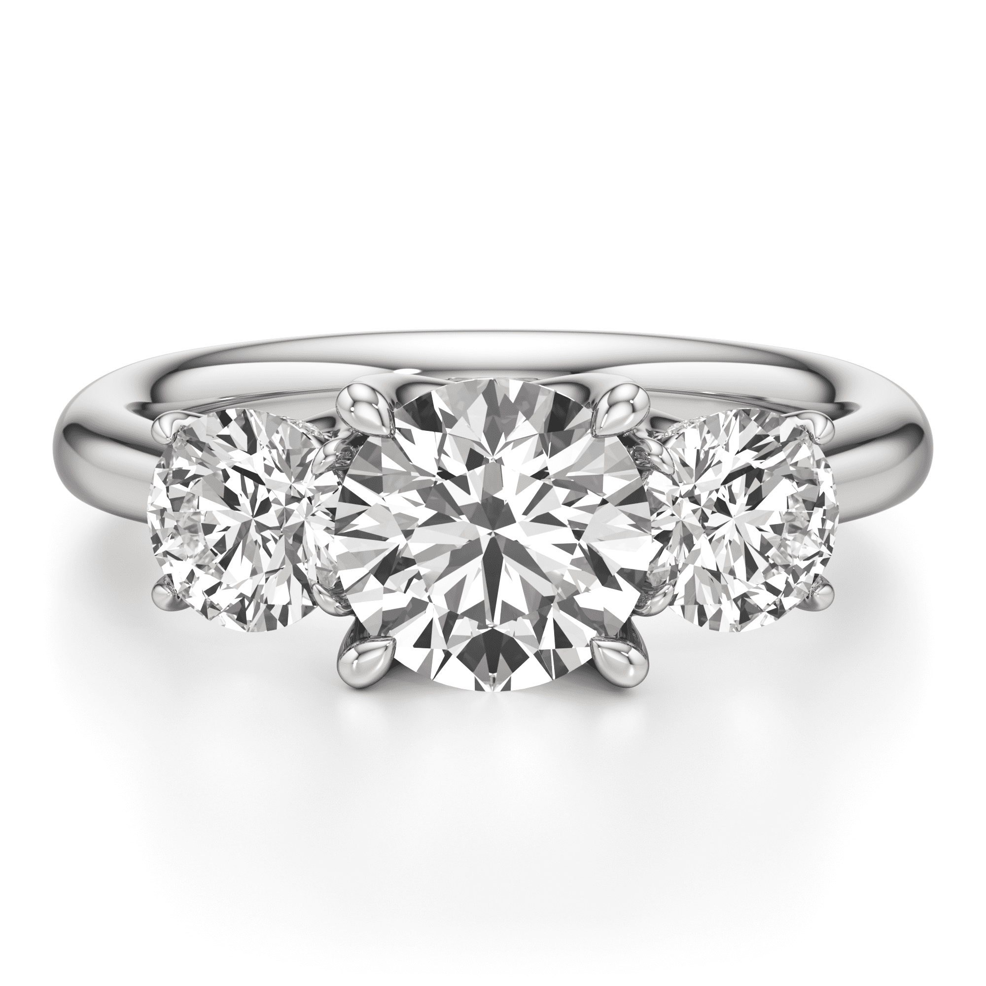 Ariana Jewel 2 Ct Brilliant Round Cut Engagement Ring - 14K White Gold Plated 3 Stone Trilogy ...