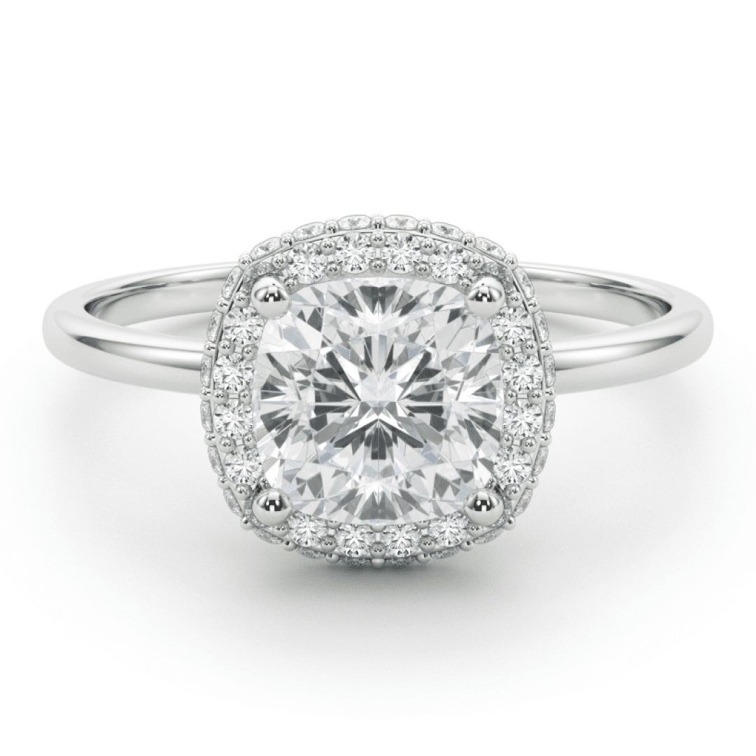 Ariana Jewel 2 Ct Cushion Cut Hidden Halo Diamond Engagement Rings ...