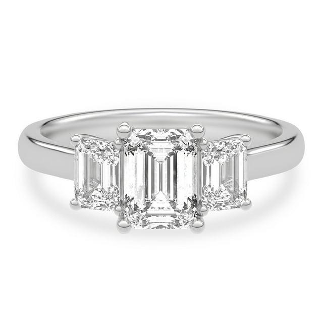 Ariana Jewel 2 Ct Emerald Cut Engagement Rings for Women's - 3 Stone ...