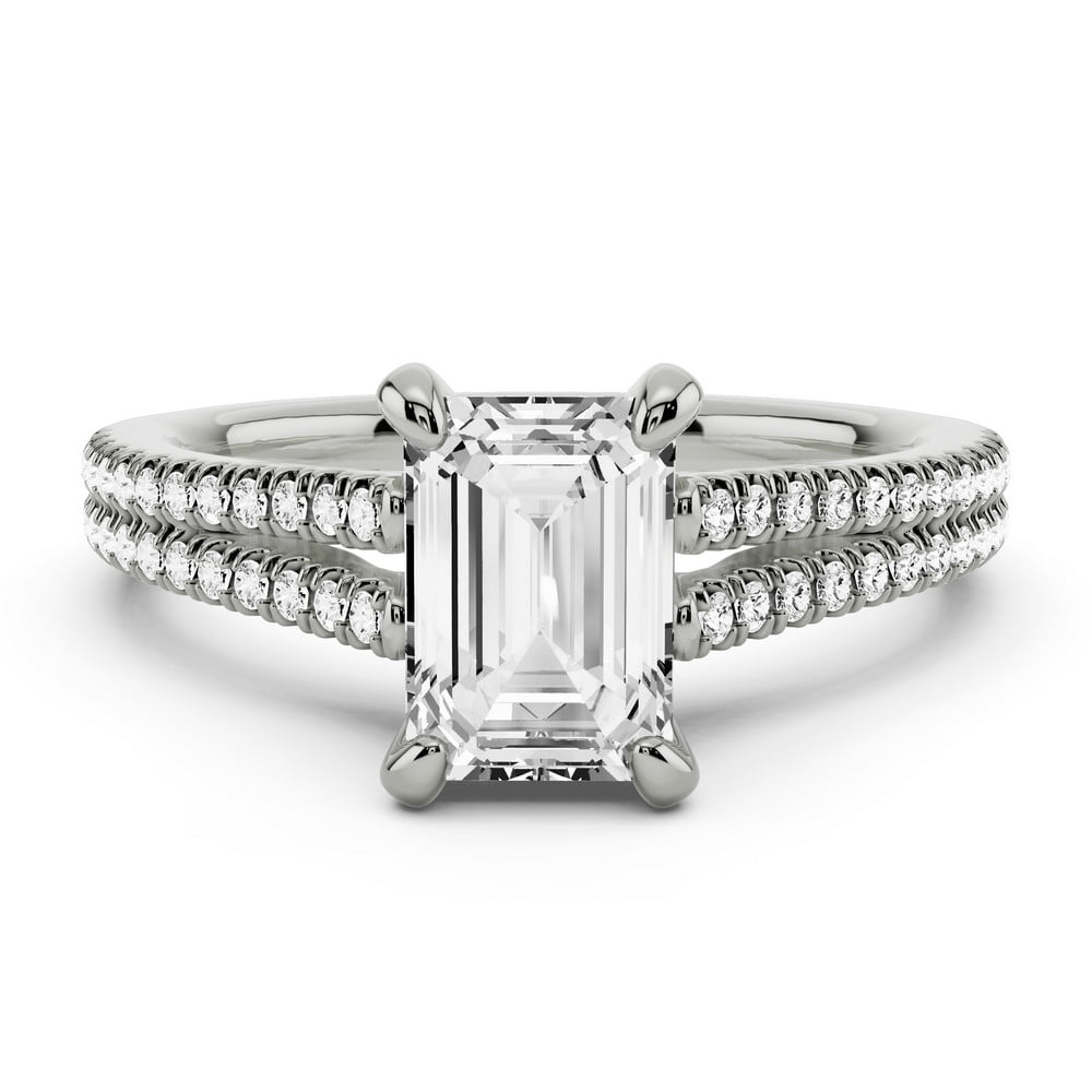 Ariana Jewel 2 Ct Excellent Emerald Cut Diamond Ring - Split Shank ...