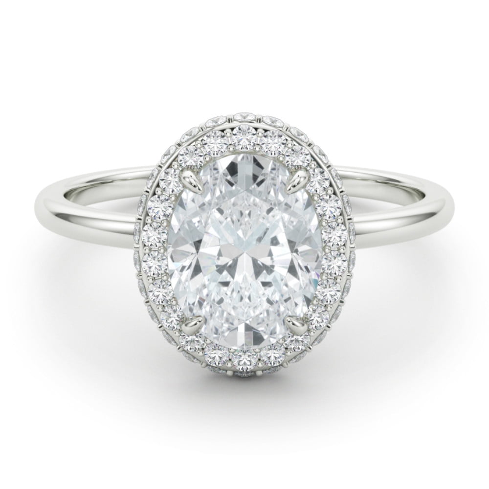 Ariana Jewel 2 Ct Excellent Oval Cut Halo Diamond Ring - Solitaire with ...