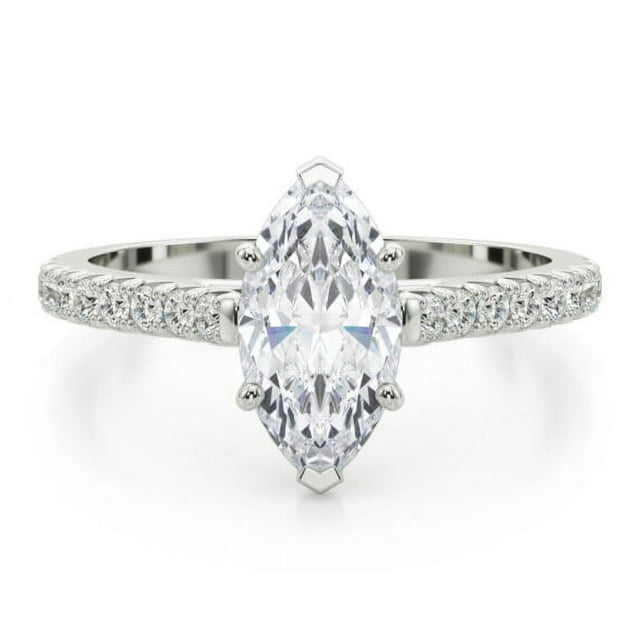 Ariana Jewel 2 Ct Marquise Cut Diamond Solitaire Ring - 14K White Gold Plated Wedding Band with ...