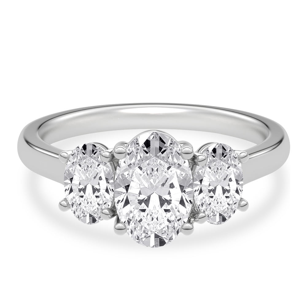 Ariana Jewel 2 Ct Oval Cut 3 Stone Engagement Ring - 14K White Gold ...