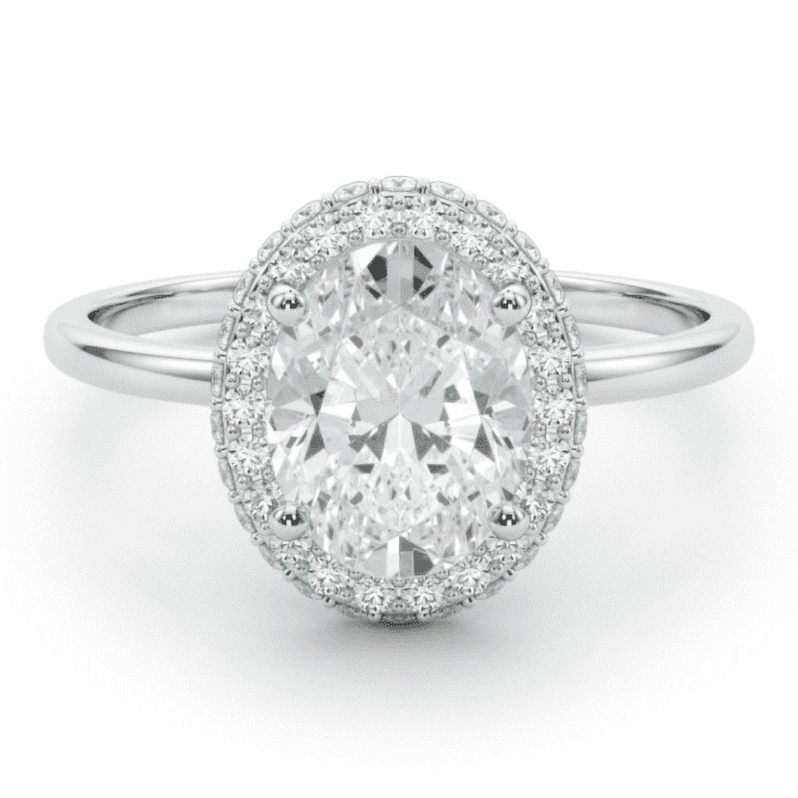 Ariana Jewel 2 Ct Oval Cut Hidden Halo Diamond Ring for Her - 14K White ...