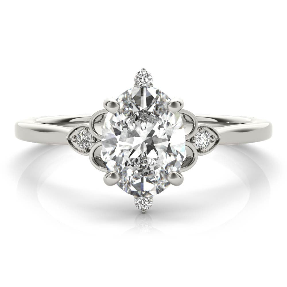 Ariana Jewel 2 Ct Oval Cut Solitaire with Accent Diamond Engagement ...
