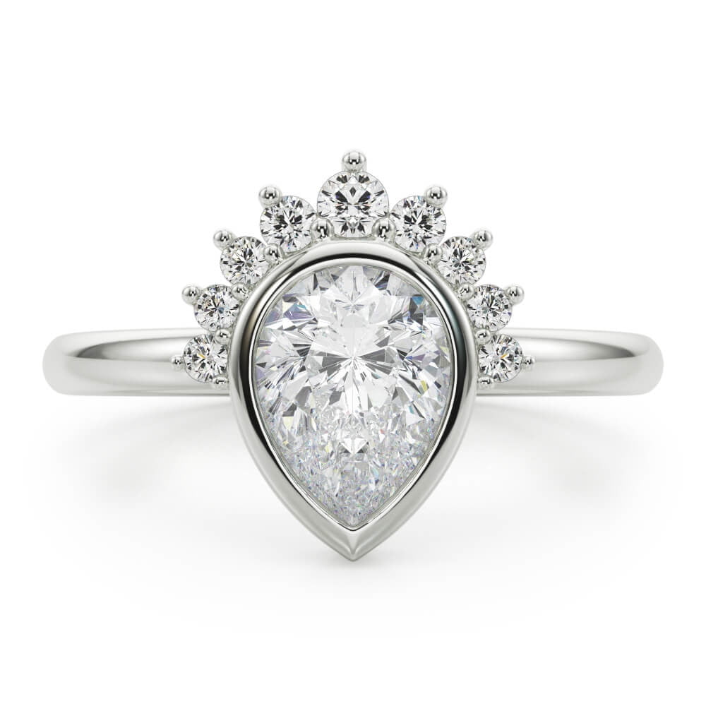Ariana Jewel 2 Ct Pear Cut Aurelia Engagement Ring - Bezel Setting with ...