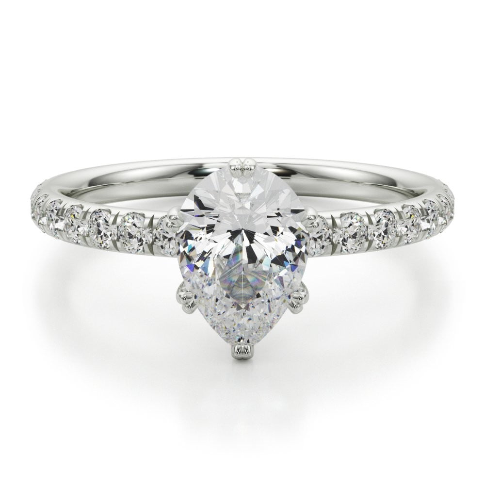 Ariana Jewel 2 Ct Pear Cut Solitaire with Accent Diamond Ring - Lab ...