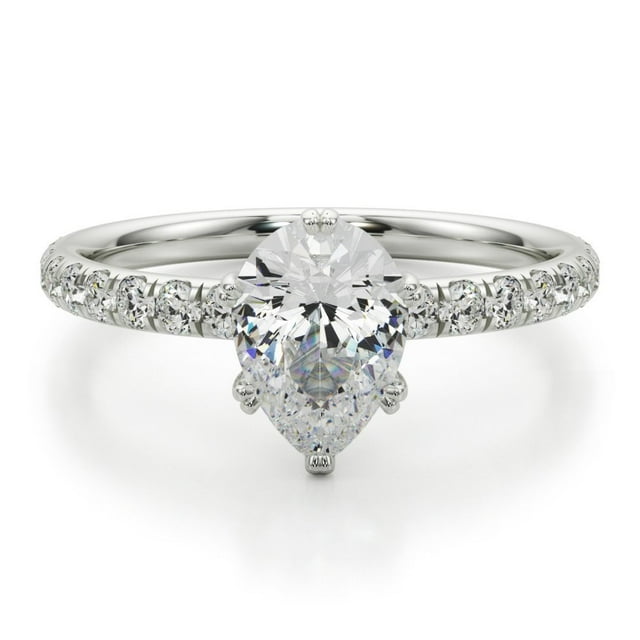 Ariana Jewel 2 Ct Pear Cut Solitaire with Accent Diamond Ring - Lab ...