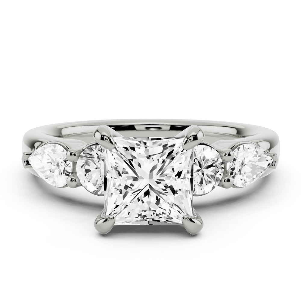 Ariana Jewel 2 Ct Princess Cut Diamond 5 Stone Ring - Solitaire with ...
