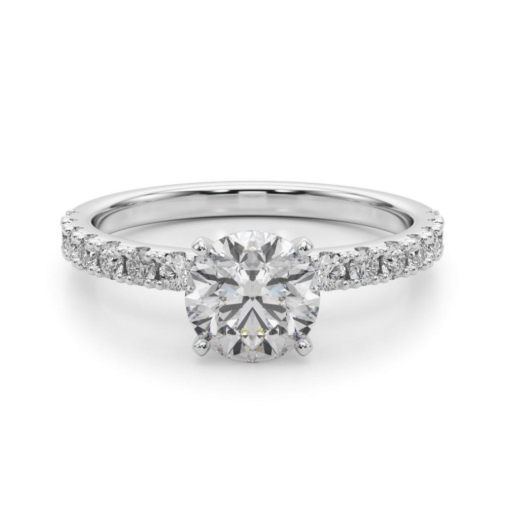 Ariana Jewel 2 Ct Round Cut Engagement Rings - Classic Solitaire Design with Accent Diamonds ...