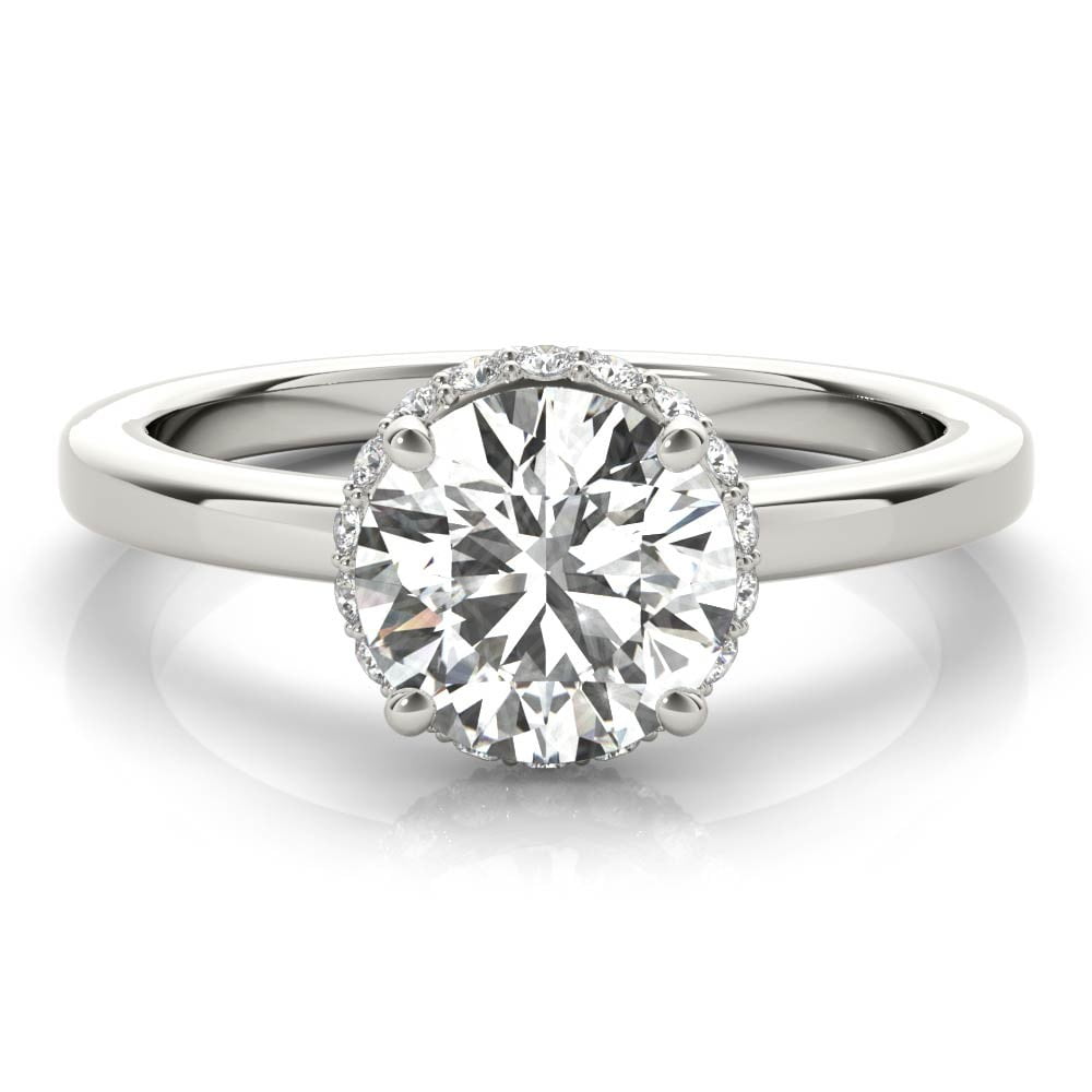 Ariana Jewel 2 Ct Round Cut Hidden Halo Engagement Ring - 14K White ...