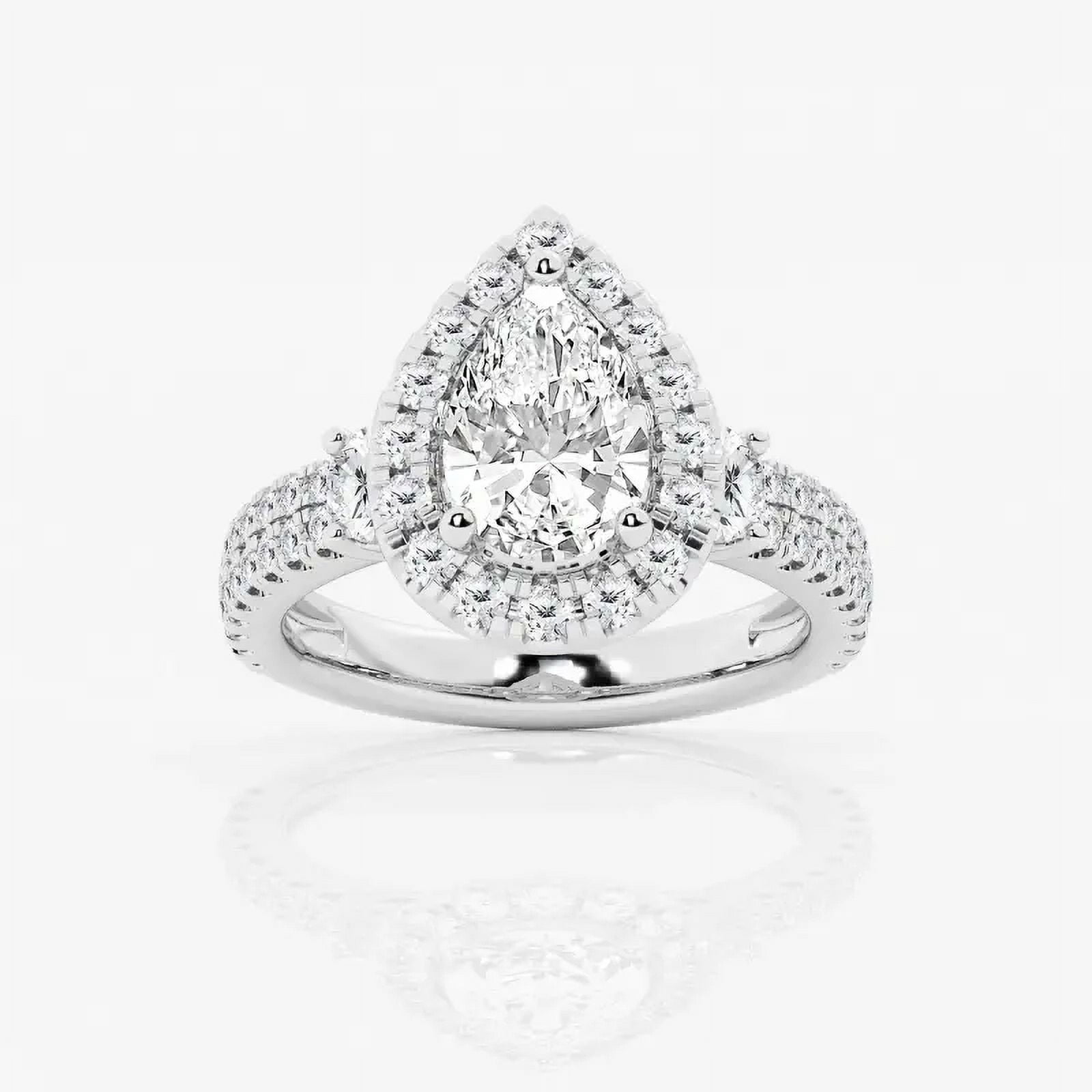 Ariana Jewel Beautiful 1.8 Ct Pear Cut Halo Engagement Ring - 14K White ...