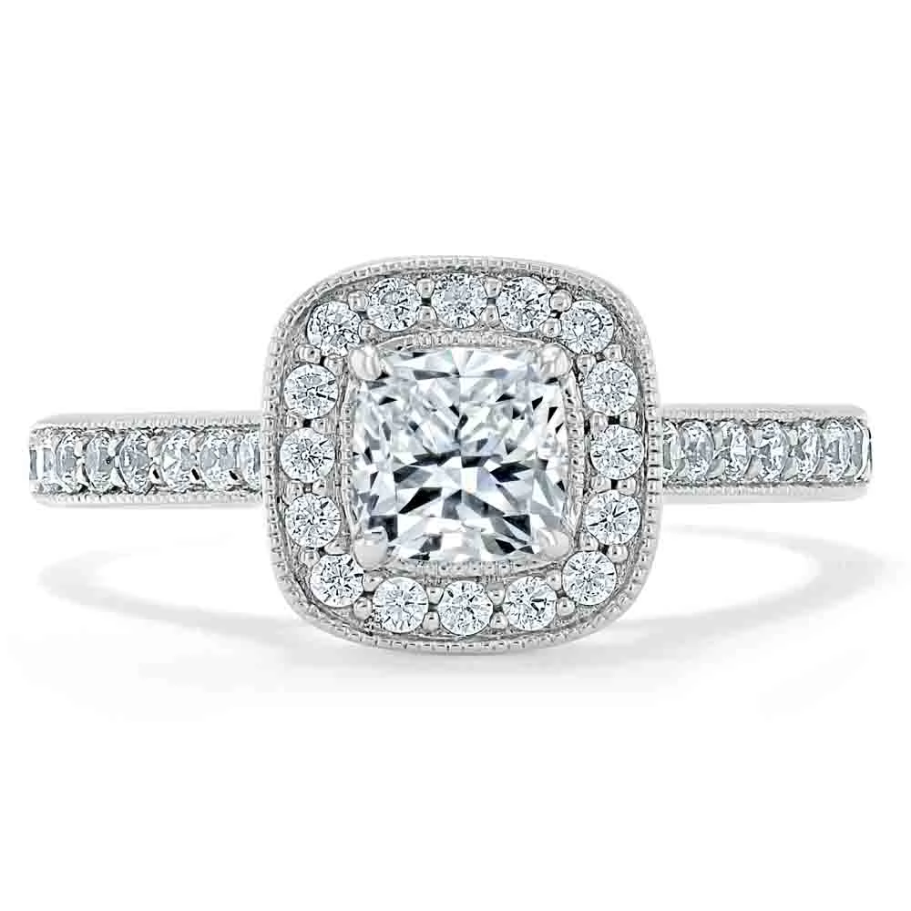 Ariana Jewel Cushion Cut 1.7 Ct Diamond Ring - 14K White Gold Plated ...