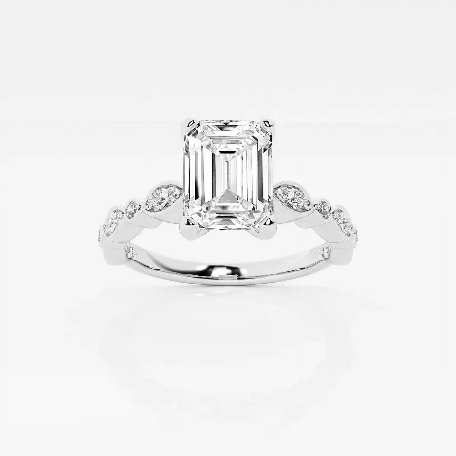 Ariana Jewel Elegant 2 Ct Emerald Cut Lab Created Diamond Engagement ...