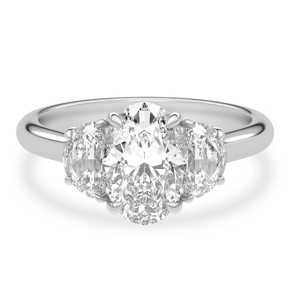 Ariana Jewel Elegant 3 Stone Trilogy Engagement Ring - Oval Cut 2.1 Ct Lab-Created Simulated ...