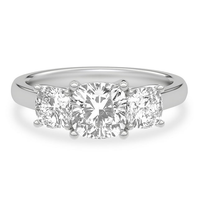 Ariana Jewel Modern 14K White Gold Plated Trilogy Engagement Ring - Stunning Cushion Cut 2 Ct ...