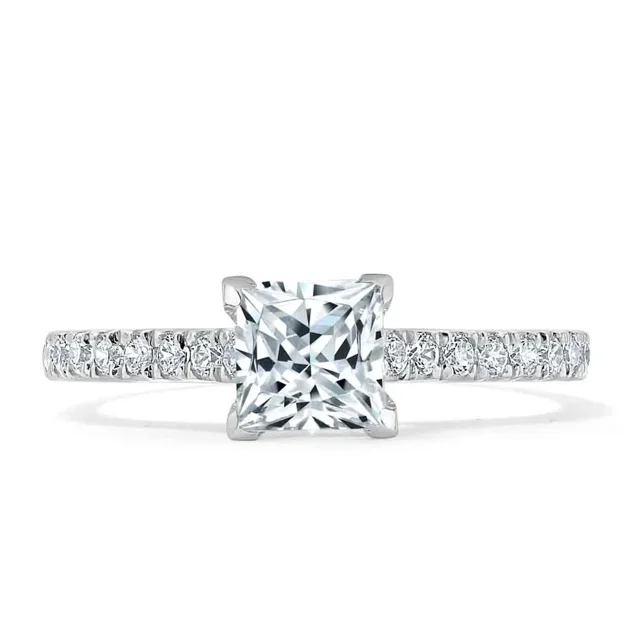 Ariana Jewel Princess Cut 1.8 Ct Diamond Ring - 14K White Gold Plated ...