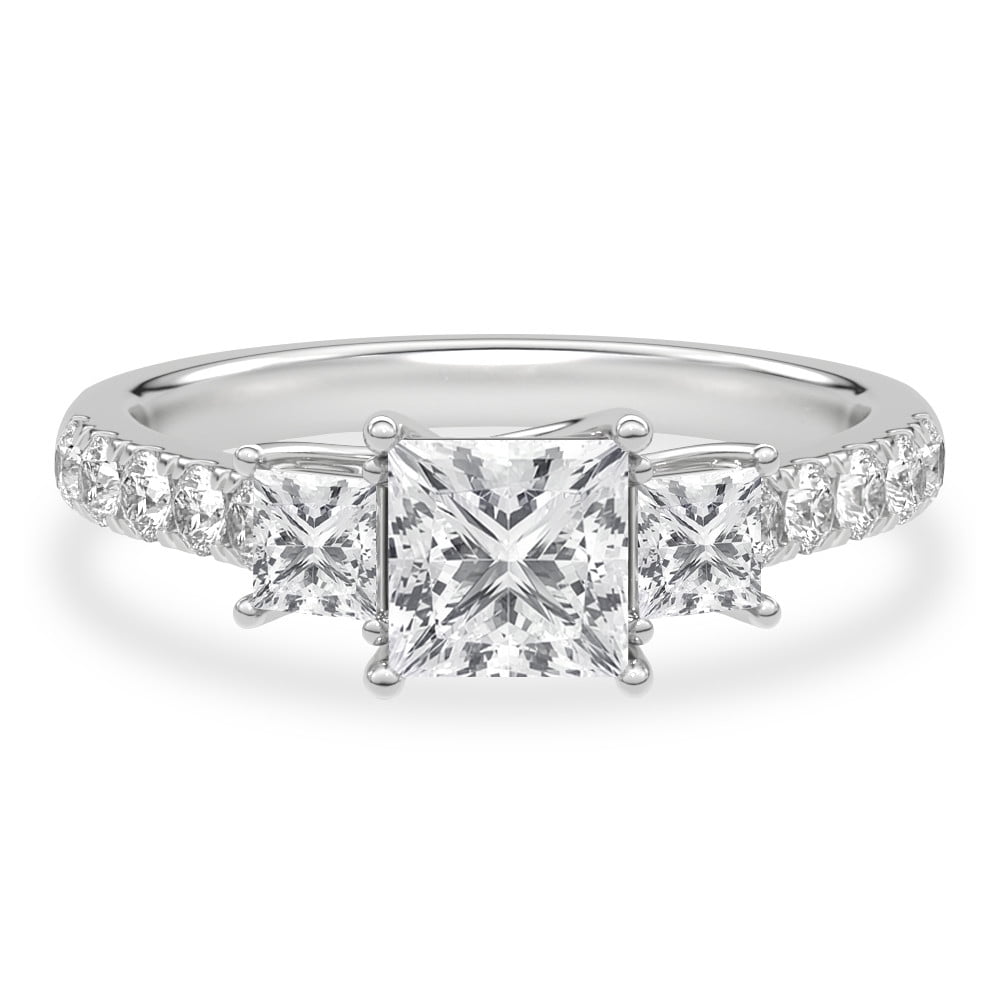 Ariana Jewel Princess Cut 1.9 Ct Diamond Engagement Wedding Trilogy ...