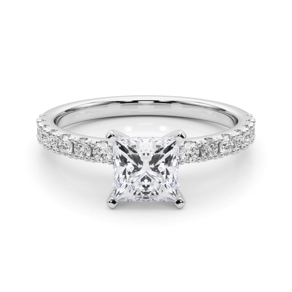 Ariana Jewel Princess Cut 2 Ct Engagement Rings - 14K White Gold Plated ...